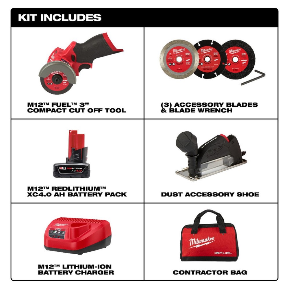Milwaukee M12 FUEL 3" Compact Cut Off Tool Kit - Performance Bodies